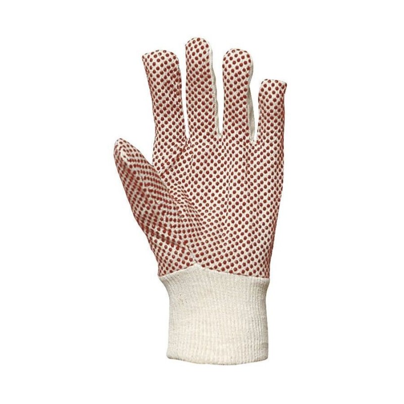 Gant coton croisé cousu à picot PVC noir antidérapant